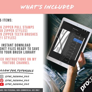 145 PROCREATE FASHION BRUSHES • 96 Zipper Pull Stamps + 49 Zipper Teeth ...