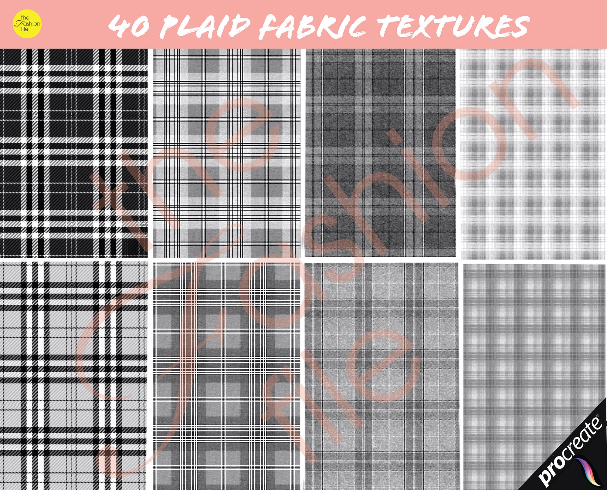 40 PROCREATE PLAID TEXTURES Procreate Brush Plaid Tartan - Etsy