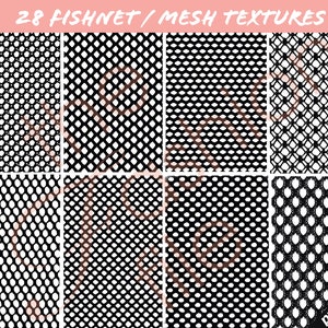 28 PROCREATE FISHNET TEXTURES • Procreate Brush Tulle Netting Mesh Lace ...