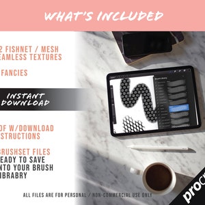 28 PROCREATE FISHNET TEXTURES • Procreate Brush Tulle Netting Mesh Lace ...