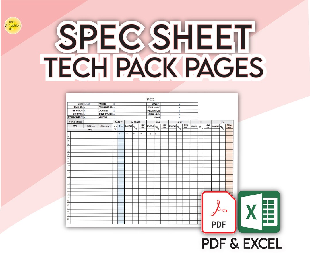 Fashion Tech Pack • SPEC - MEASUREMENT SHEET • Professional Format ...