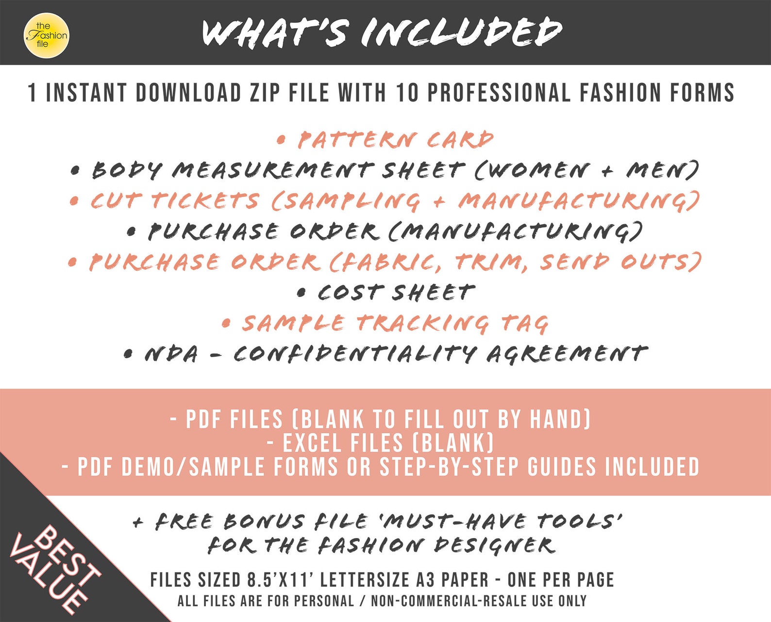 Fashion Designer FORMS TEMPLATES Pack Cost Sheet Pattern - Etsy