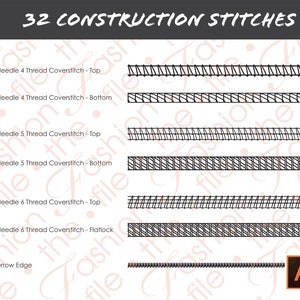 32 BRUSH STITCHES for Adobe ILLUSTRATOR Fashion Flats • Stitches ...