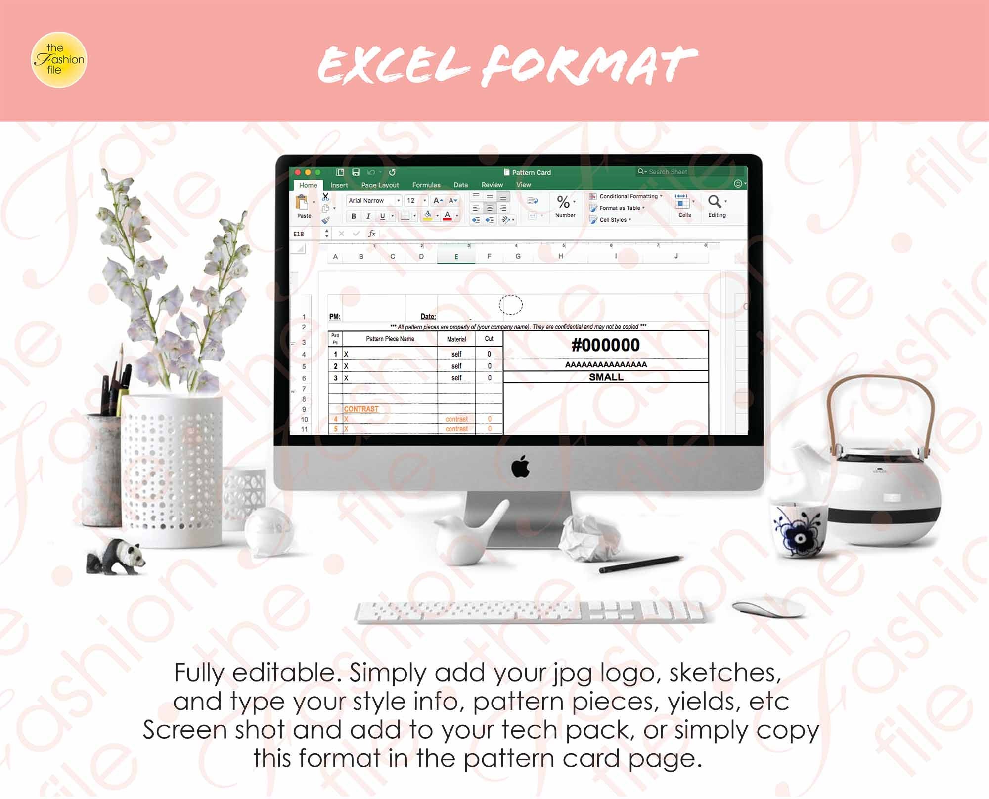 Fashion PATTERN CARD TEMPLATE Excel & Blank Pdf Forms - Etsy