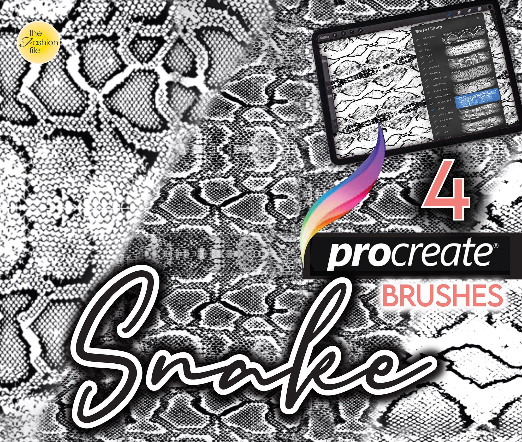 4 PROCREATE SNAKE TEXTURES Brush Reptile Leather Fashion - Etsy