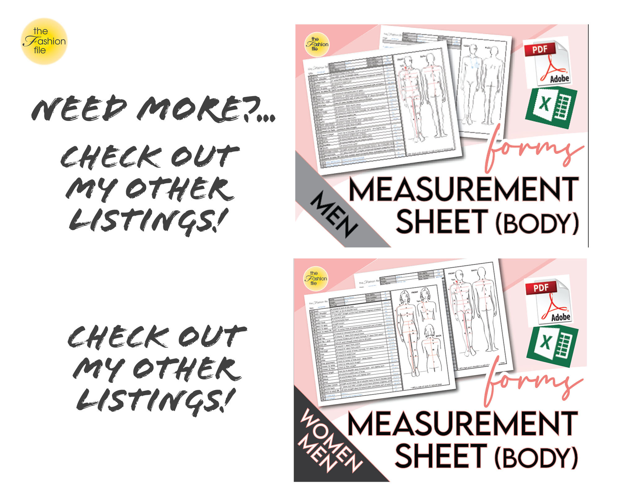 Fashion Designer Template WOMEN BODY MEASUREMENT Sheet - Etsy