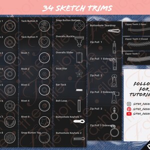 200 PROCREATE DENIM Brush Set • Textures 3D Effects Realistic Buttons ...