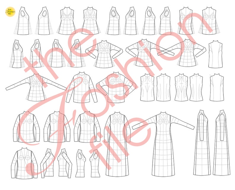 150 FASHION FLATS TEMPLATES Printable Pdf and Illustrator Ai - Etsy