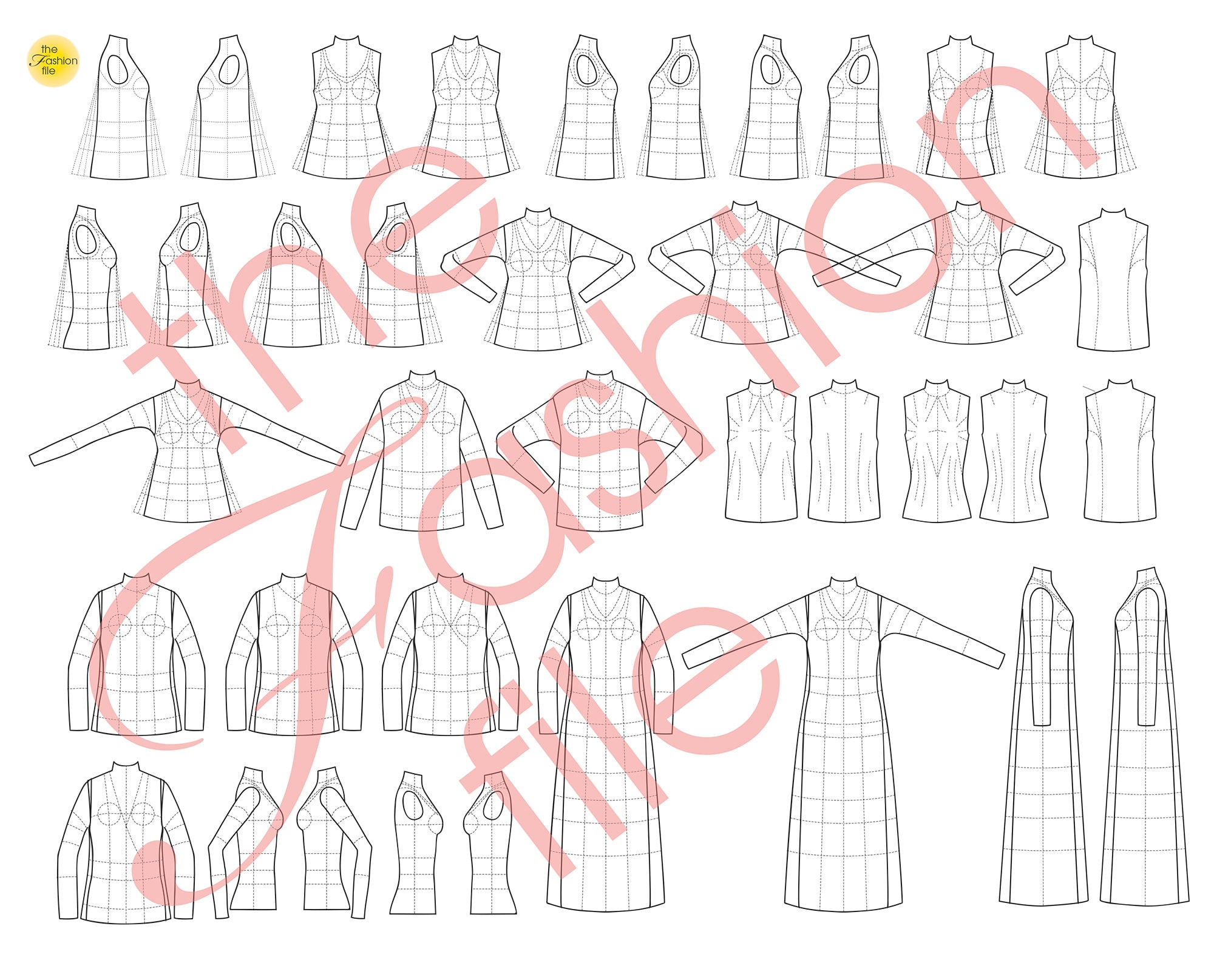 150 FASHION FLATS TEMPLATES Printable Pdf and Illustrator Ai | Etsy