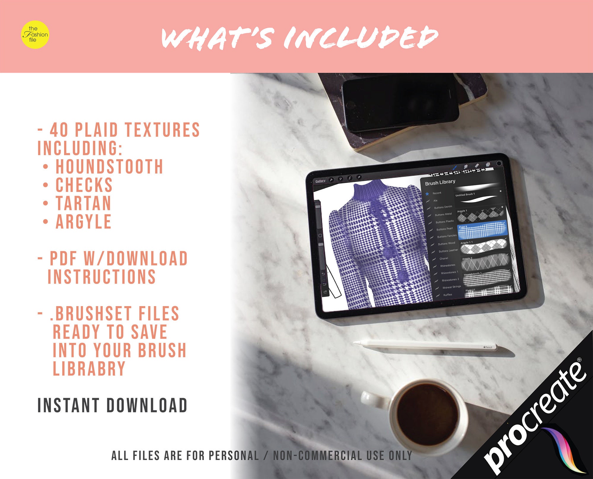 40 PROCREATE PLAID TEXTURES • Procreate Brush Plaid Tartan Checks ...