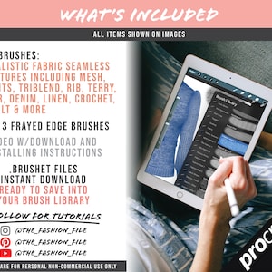 110 PROCREATE FABRIC TEXTURE Brushes Realistic Knits Fishnet Wool ...