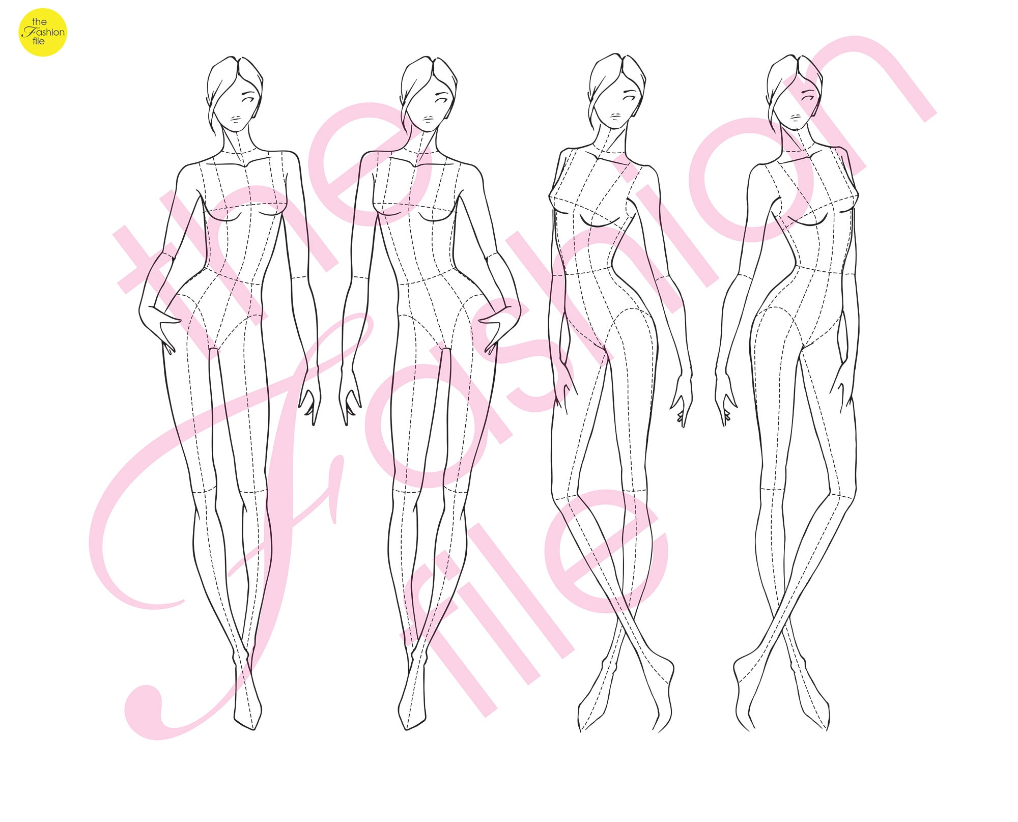 FASHION FIGURES 25 TEMPLATES Pack 9-head Female Sketches - Etsy