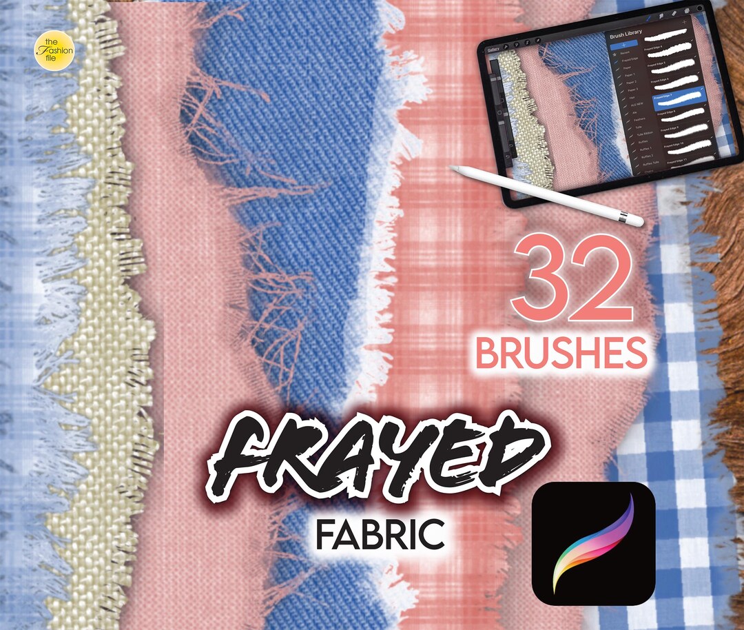 32 PROCREATE FRAYED Edge FABRIC Torn Cut Textiles Ripped Denim Fashion ...
