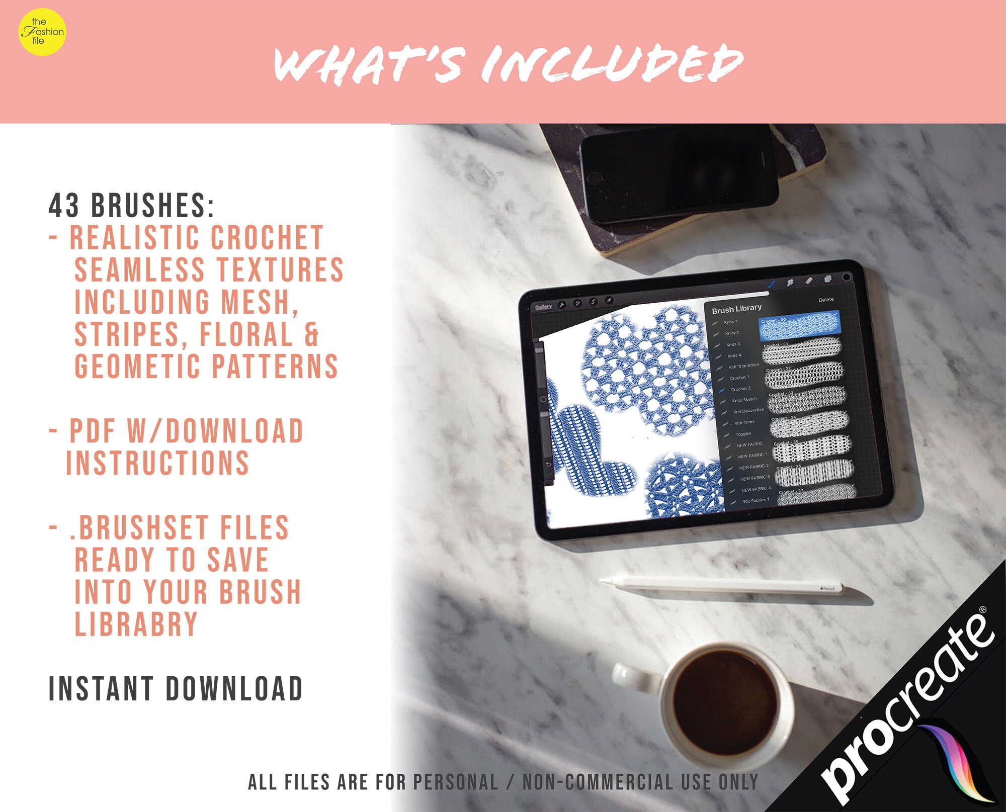 43 PROCREATE CROCHET TEXTURE Brushes • Realistic Knitting Mesh Sweater ...