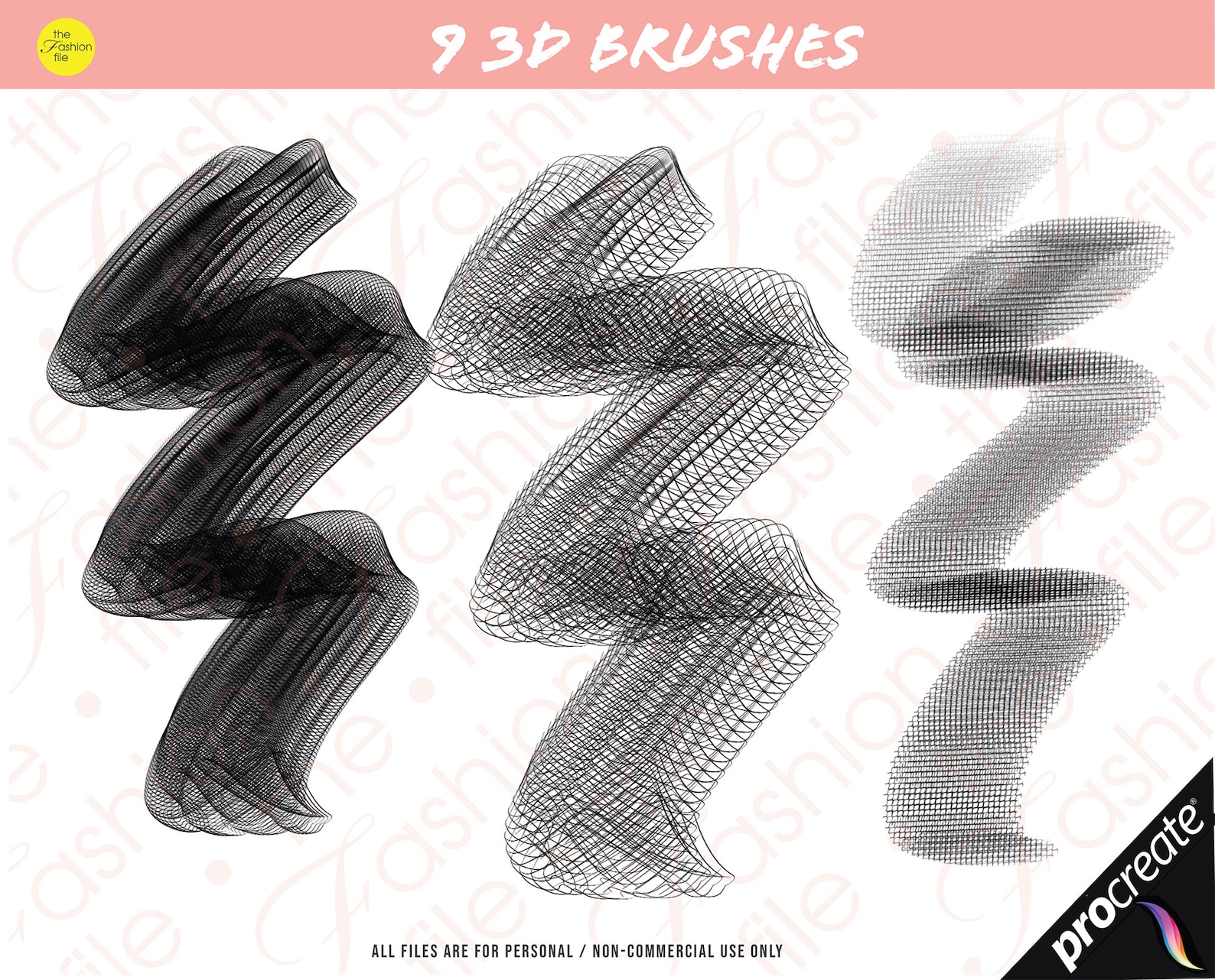 24 PROCREATE TULLE BRUSHES • Fabric Texture Netting Mesh Gown Sketch ...