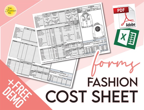 Fashion Design COST SHEET TEMPLATE Form Formatted for Auto - Etsy