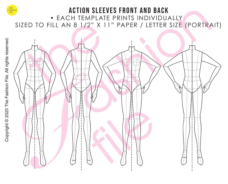 FASHION FLATS TEMPLATES 22 Female Full Body Croquis for | Etsy