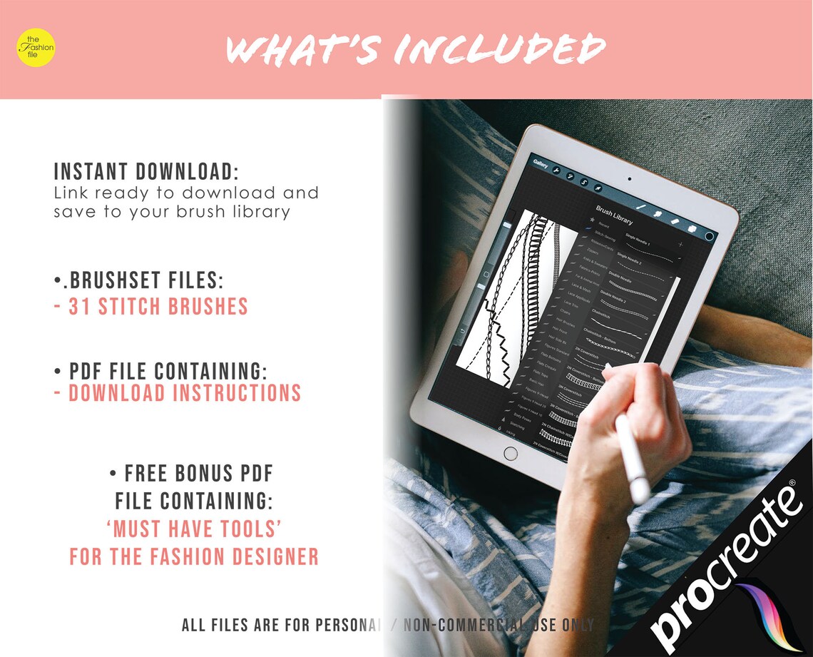32 PROCREATE FASHION BRUSHES Stitches for Flat Sketches - Etsy