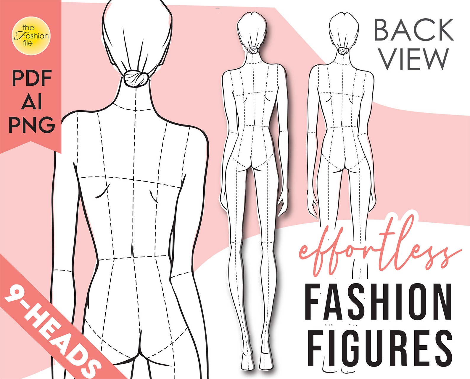 FASHION DESIGN TEMPLATE Pdf Ai Png for Procreate 9-head - Etsy