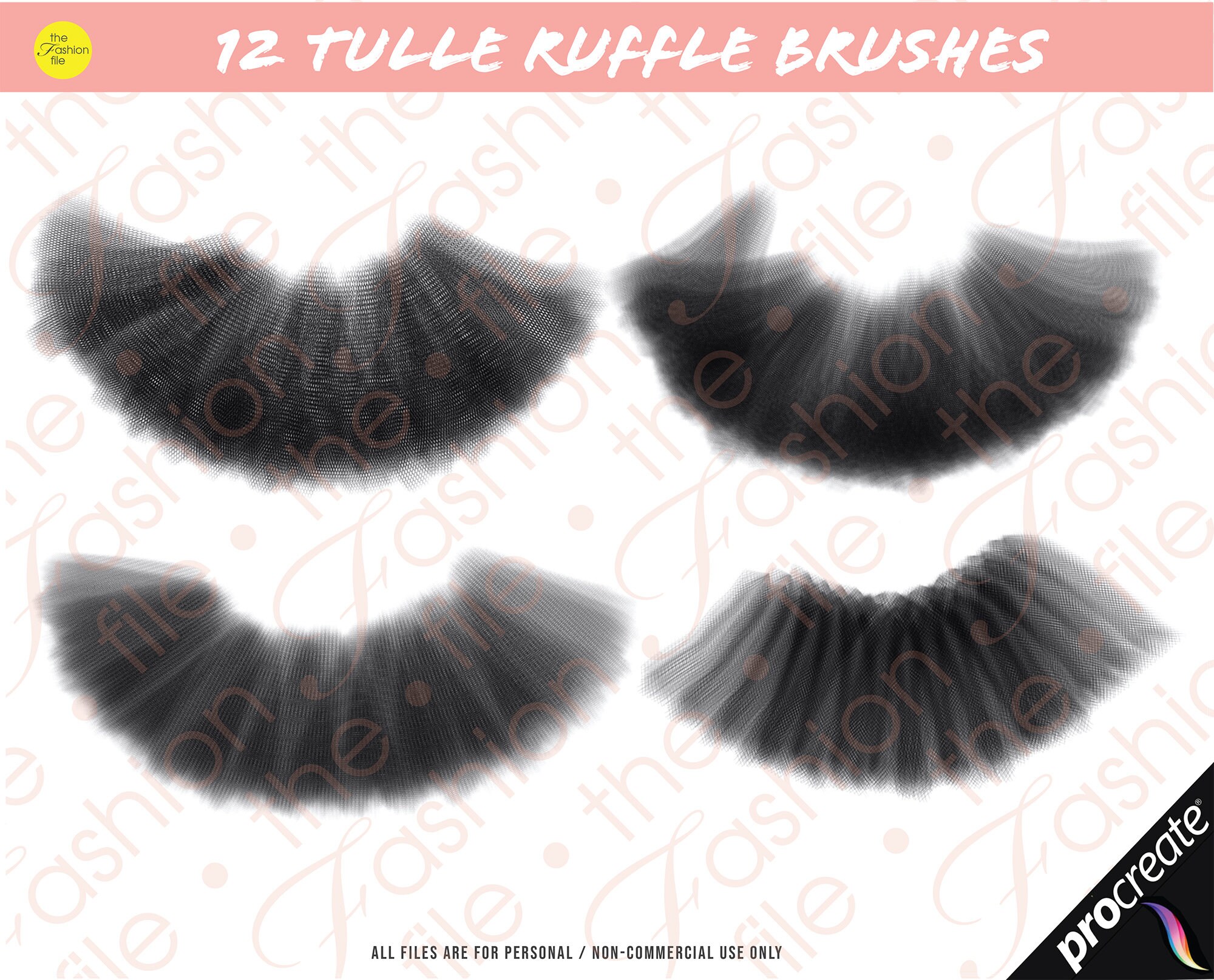 24 PROCREATE TULLE BRUSHES • Fabric Texture Netting Mesh Gown Sketch ...