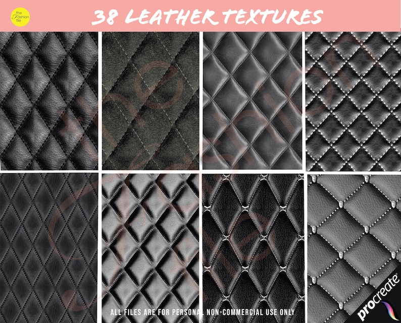 38 PROCREATE LEATHER TEXTURES • Procreate Brush Leather Cow Deer Reptile Crocodile Suede Sting ...