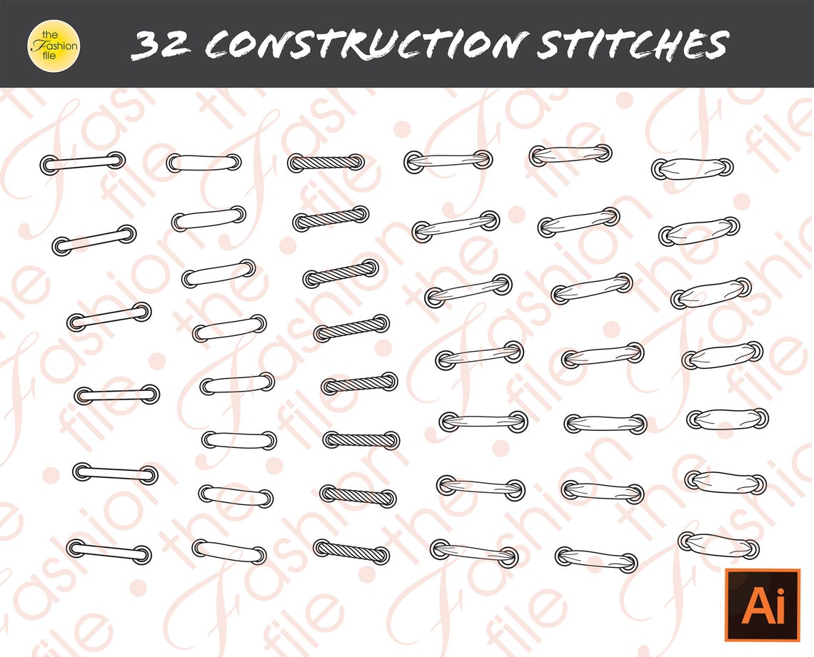 50 LACE-UP Brushes + Bows for Adobe ILLUSTRATOR Fashion Flats • Corset ...