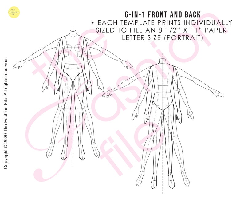 FASHION FLATS TEMPLATES 22 Female Full Body Croquis for | Etsy