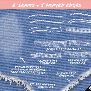 200 PROCREATE DENIM Brush Set • Textures 3D Effects Realistic Buttons ...