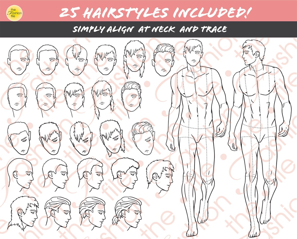 Fashion FIGURES 100 MALE POSES Templates Pack • Menswear Men Body ...