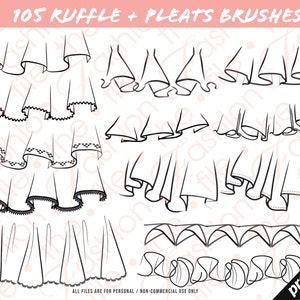 105 PROCREATE RUFFLE BRUSHES • Pleats Shirring Smocking Gathers Frills ...