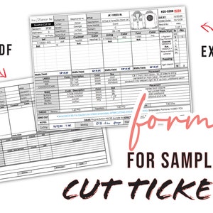 Fashion Design SAMPLE CUT TICKET Form Formatted for auto | Etsy