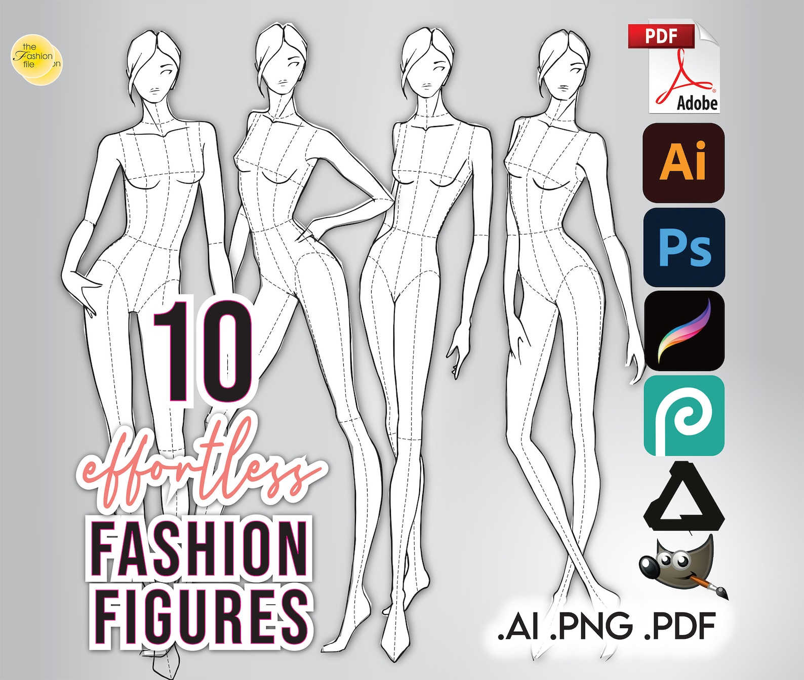 FASHION FIGURES 10 TEMPLATES • 9-head Female Sketches • Printable Pdf ...