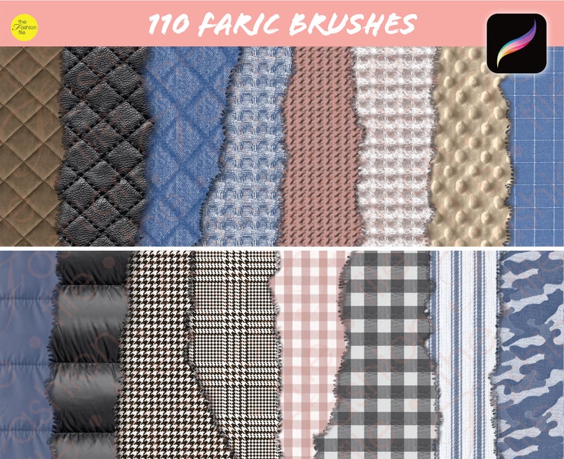 110 PROCREATE FABRIC TEXTURE Brushes Realistic Knits Fishnet Wool ...