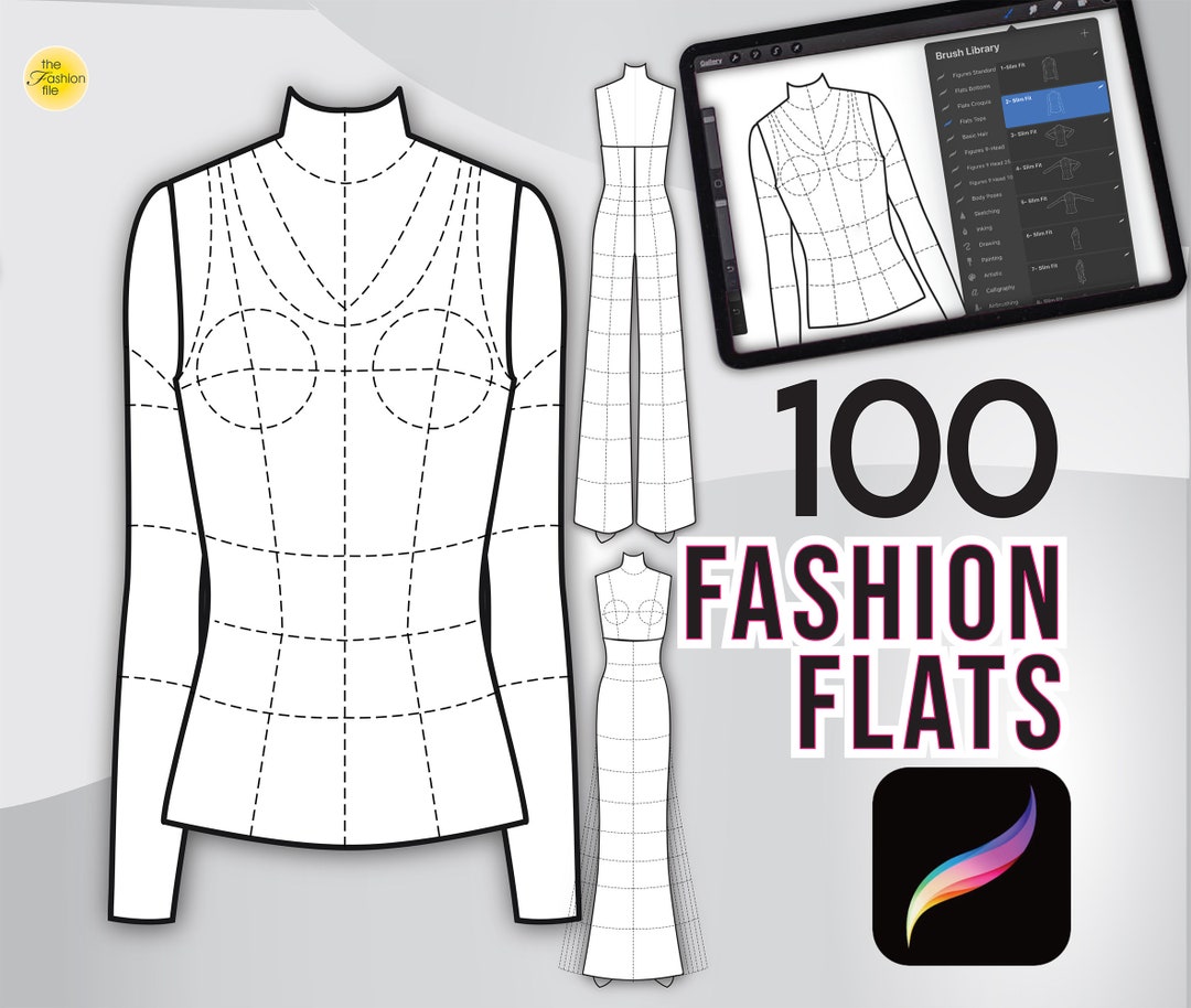 PROCREATE FASHION Stempel für Flat Sketches und Bekleidung Tech Packs ...