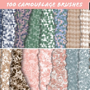 100 PROCREATE CAMOUFLAGE TEXTURES • Procreate Brush Camo Seamless Print ...