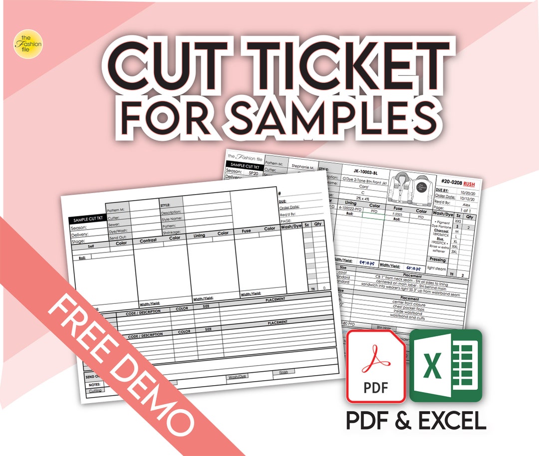 Fashion Design SAMPLE CUT TICKET Form • Formatted for Auto Calculation ...