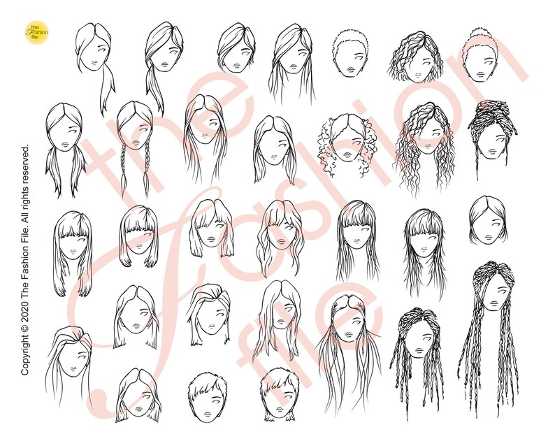 Fashion Figures HAIRSTYLES 100-pack • PDF, Ai and PNG Files for ...