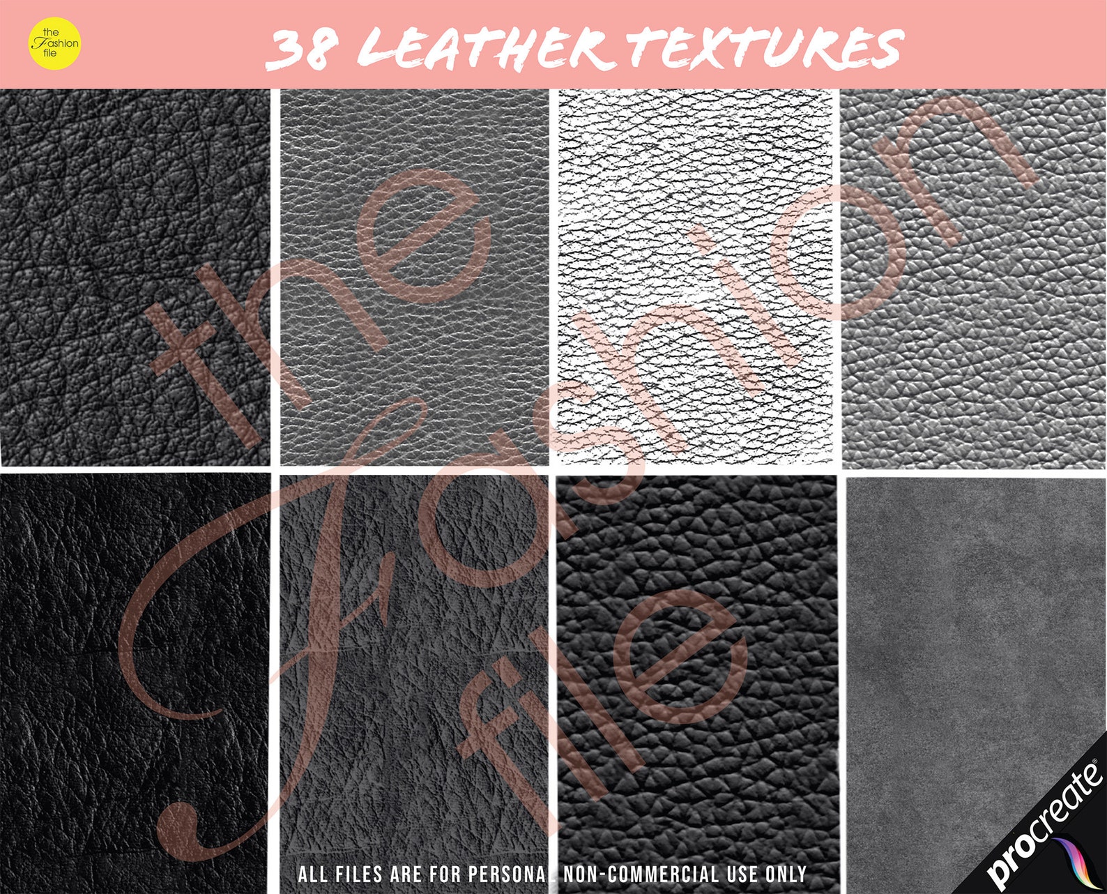 38 PROCREATE LEATHER TEXTURES • Procreate Brush Leather Cow Deer Reptile Crocodile Suede Sting ...