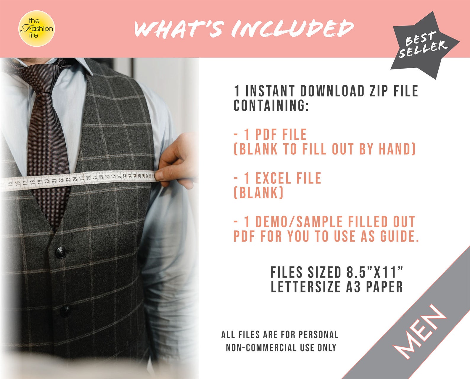 Fashion Template Men's BODY MEASUREMENT Sheet Sewing - Etsy