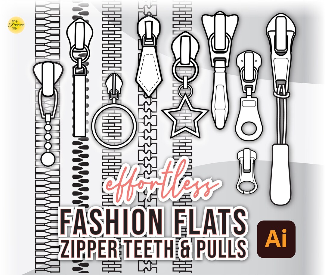 56 ZIPPER TEETH Brushes + 50 PULLS for Fashion Flats • Adobe ...
