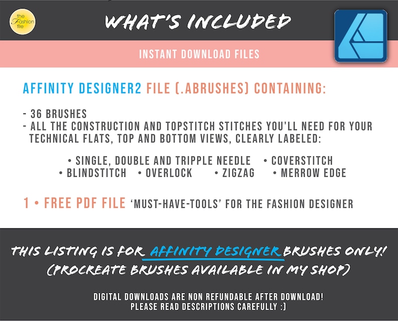 36 AFFINITY Designer2 FASHION BRUSHES • Stitches for Construction Flat ...