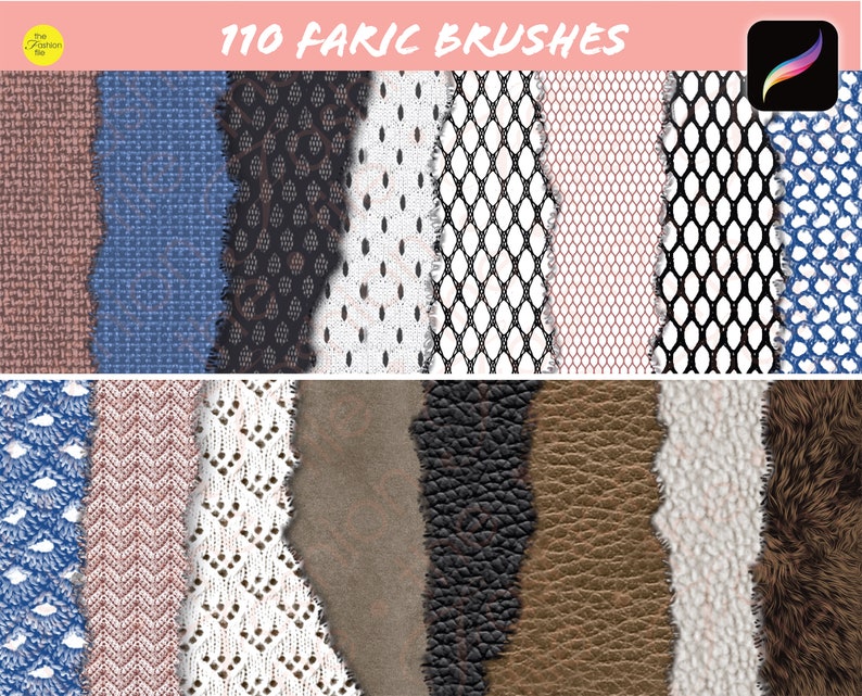 110 PROCREATE FABRIC TEXTURE Brushes Realistic Knits Fishnet Wool ...