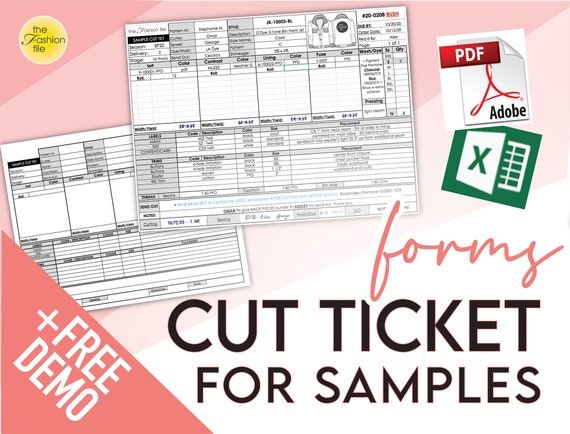 Fashion Design SAMPLE CUT TICKET Form Formatted for Auto - Etsy