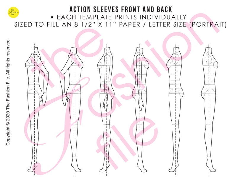 FASHION FLATS TEMPLATES 22 Female Full Body Croquis for | Etsy