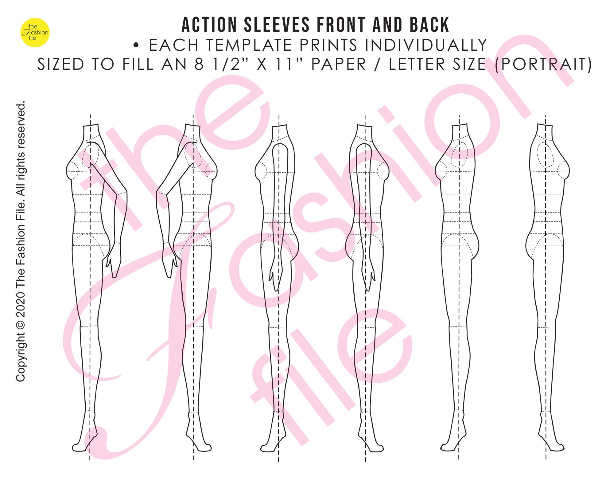 FASHION FLATS TEMPLATES 22 Female Full Body Croquis for | Etsy