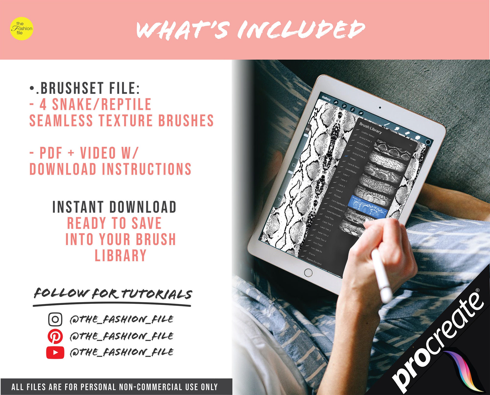 4 PROCREATE SNAKE TEXTURES Brush Reptile Leather Fashion - Etsy