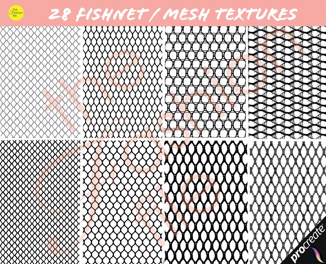 28 PROCREATE FISHNET TEXTURES • Procreate Brush Tulle Netting Mesh Lace ...