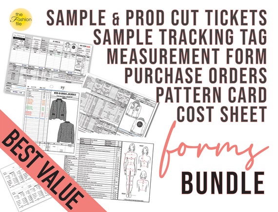 Fashion Designer FORMS TEMPLATES PACK Cost Sheet Pattern | Etsy