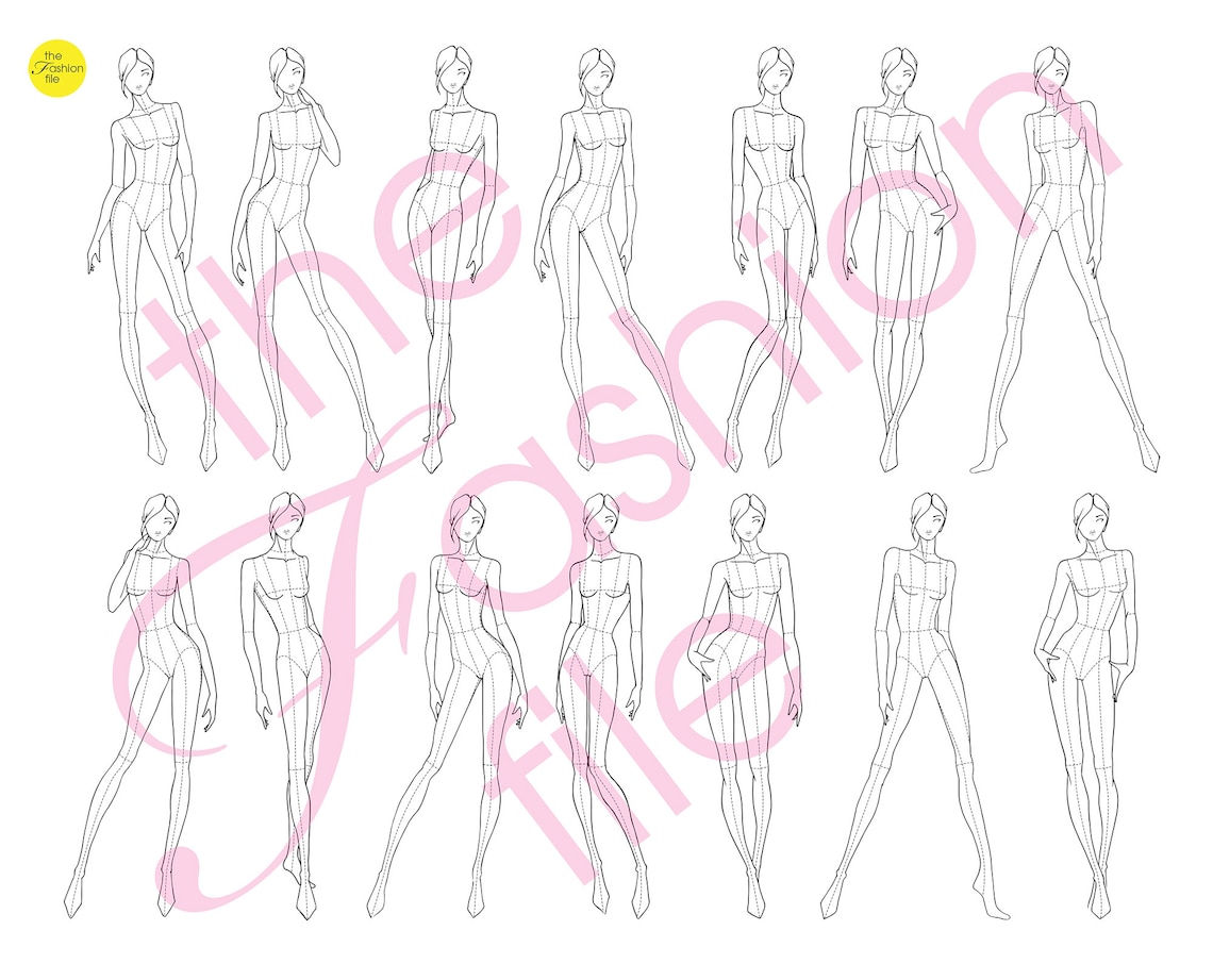 FASHION FIGURE 100 TEMPLATES Pack 9-head Female Sketches - Etsy