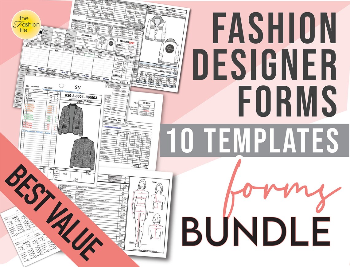 Fashion Designer FORMS TEMPLATES Pack Cost Sheet Pattern - Etsy